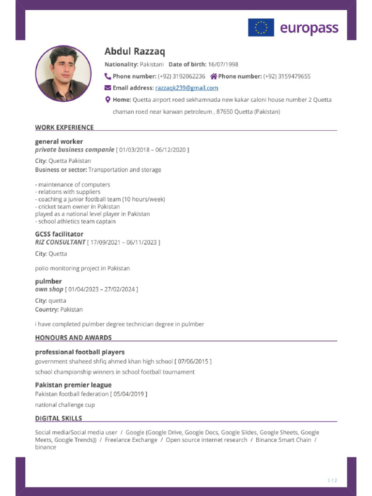 Abdul Razzaq CV | PDF