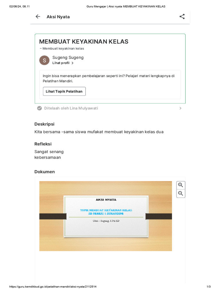 Guru Mengajar - Aksi Nyata Membuat Keyakinan Kelas | PDF
