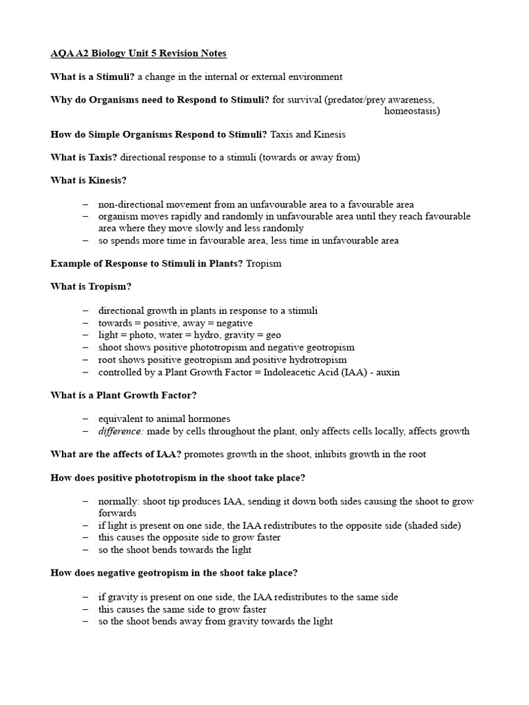 AQA A2 Biology Revision Notes | PDF | Chemical Synapse | Muscle Contraction