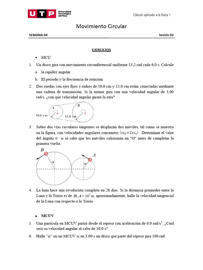 S04.s2 2024 2 Movimiento Circular Ejercicios | PDF | Velocidad | Aceleración