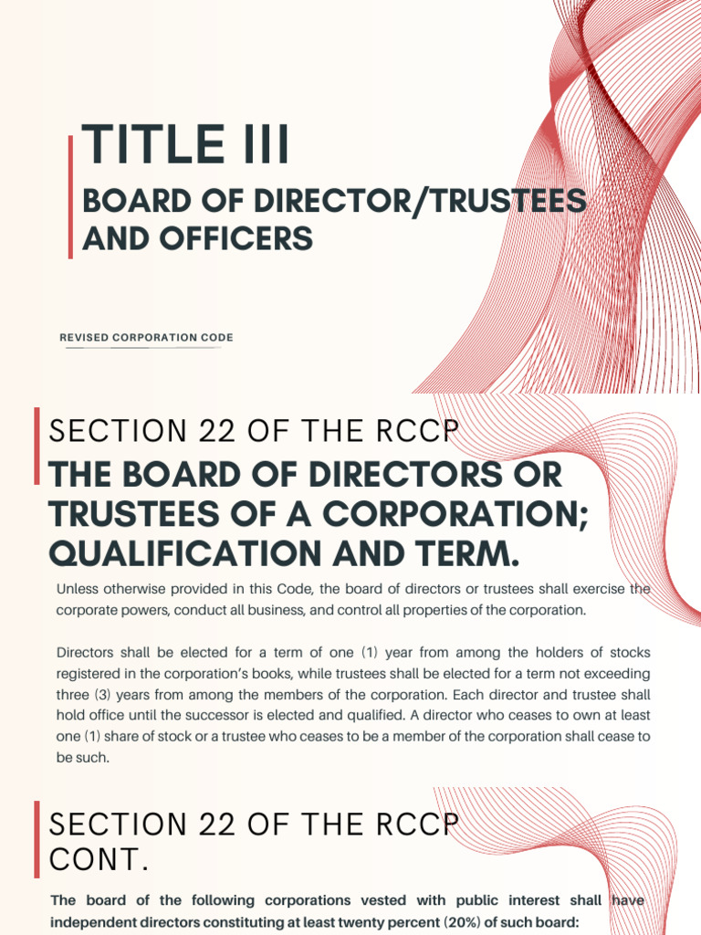 Sections 22, 25, 26, & 27 of The RCCP | PDF | Board Of Directors ...