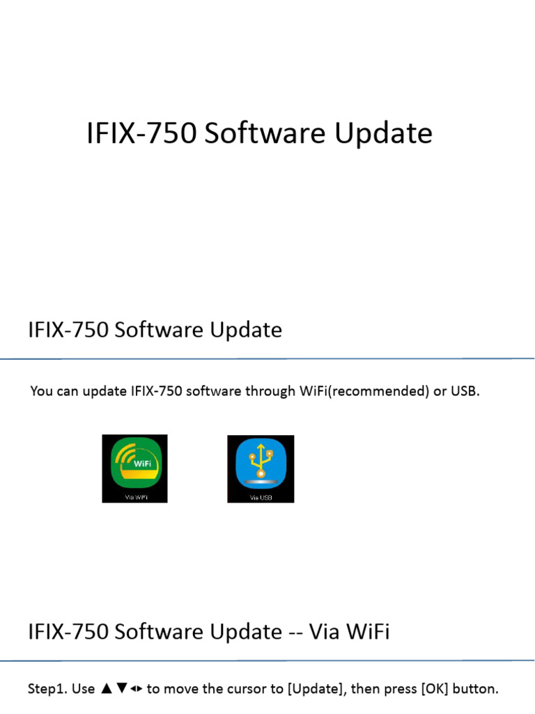 IFIX-750 Software Update Guide | PDF | Usb | Wi Fi
