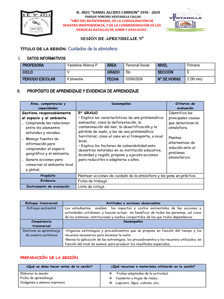 03-06 Sesion de Personal Social | PDF | Contaminación | Aprendizaje 03-06 Sesion de Personal Social | PDF | Contaminación | Aprendizaje