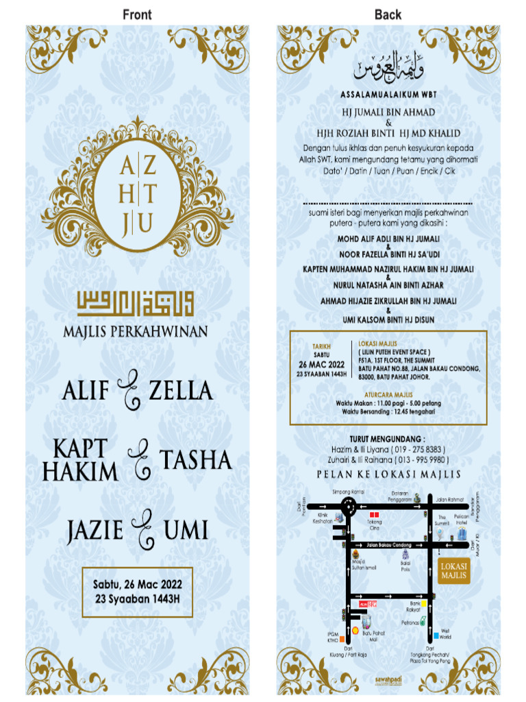 Wedding Card Alif - Hakim - Hijazie | PDF