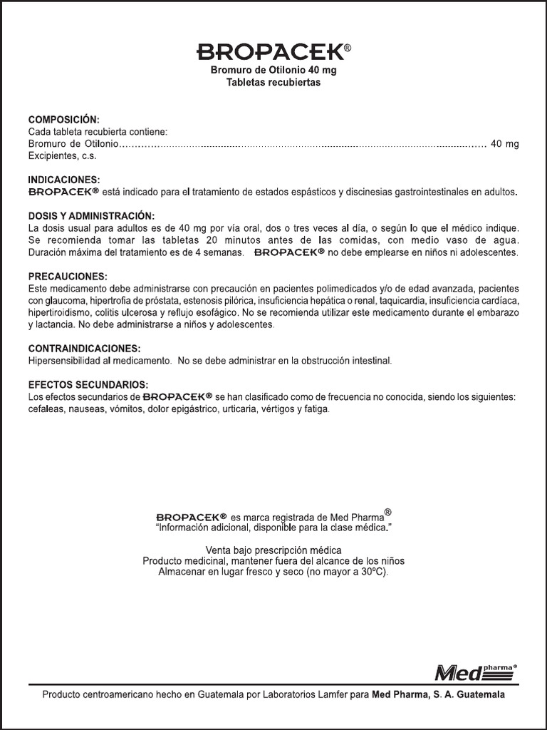 .Gtsitesdefaultfilesarchivos ProductoBROPACEK 40MG PDF | PDF