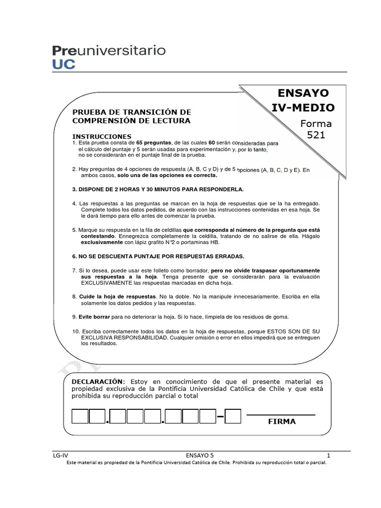 Ensayo Iv-Medio: Forma 521 | PDF | Televisión | Radiodifusión