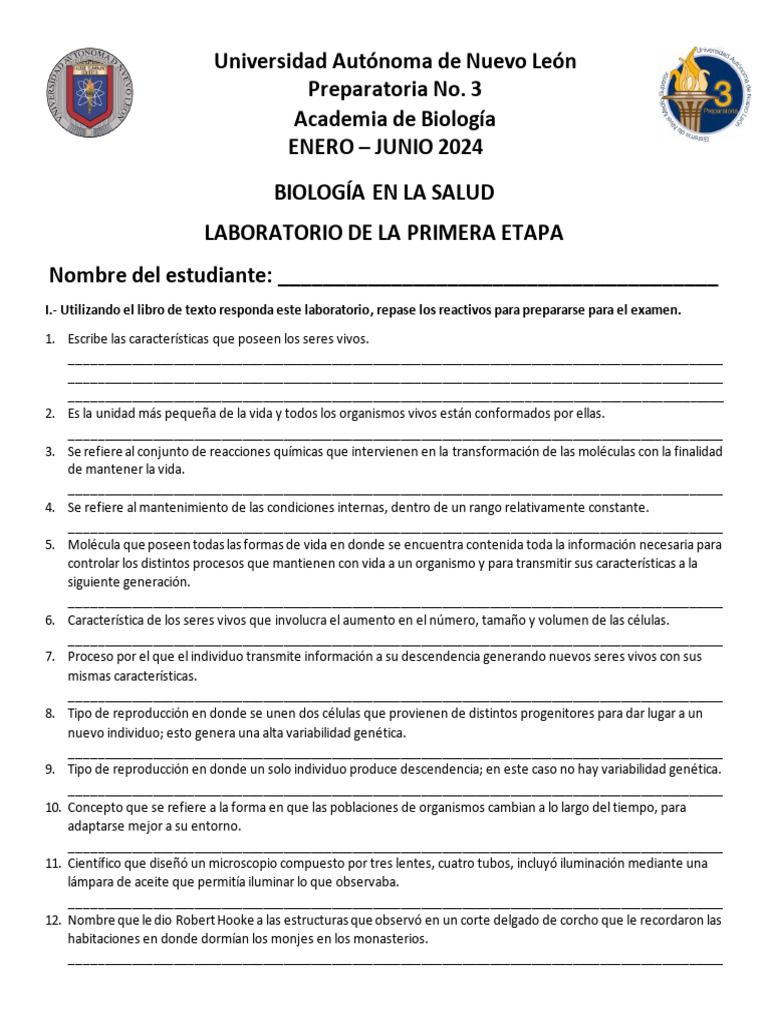Bels Etapa 1 Laboratorio | PDF | Biología Celular) | Organismos