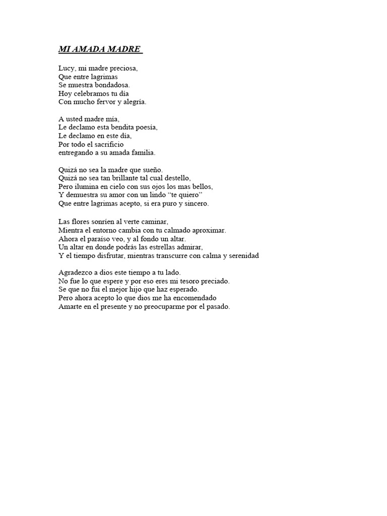 Poema a mi amada madre | PDF | Religión y espiritualidad | Poesía