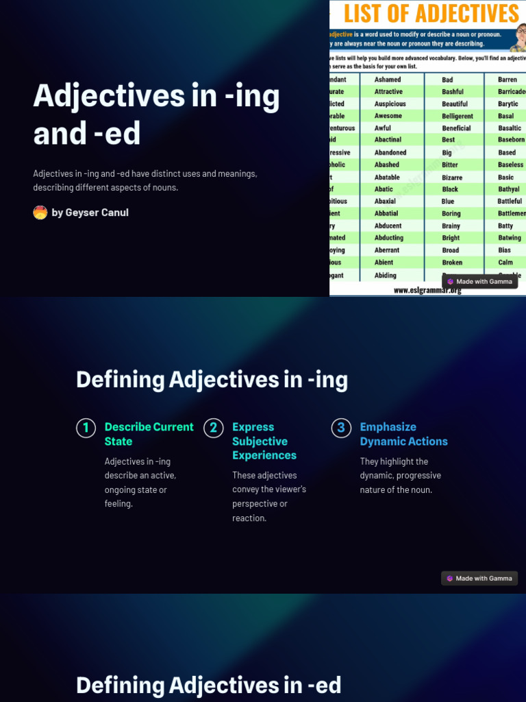 Adjectives in Ing and Ed | Download Free PDF | Adjective | Feeling