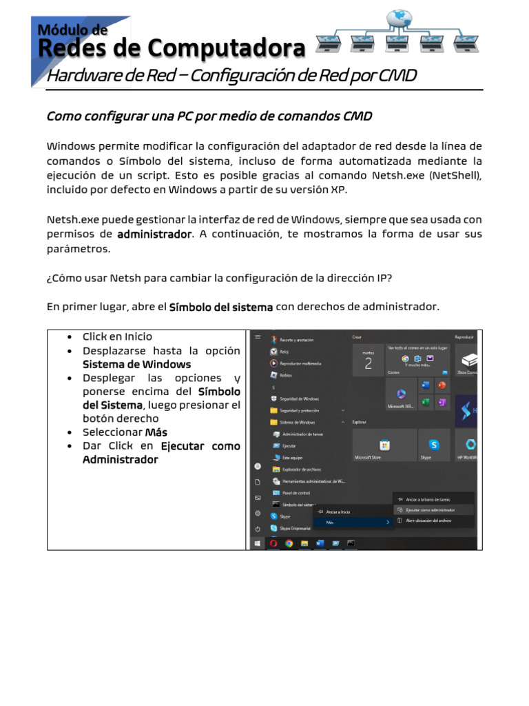 Módulo - Hardware de Red - Configuración IP RED Con CMD | Descargar gratis PDF | Dirección IP ...