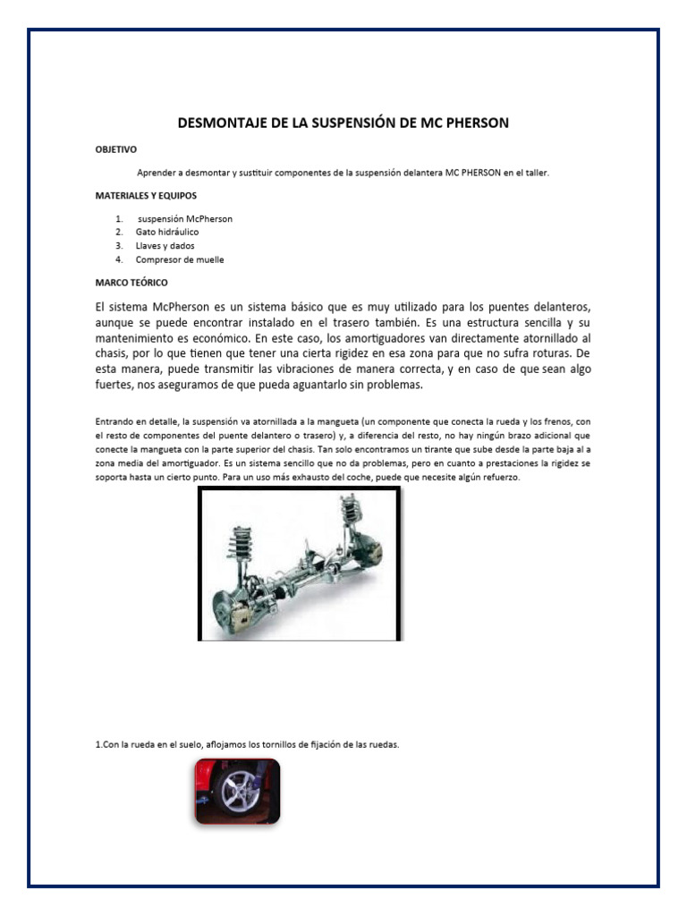Desmontaje de La Suspensión de MC Pherson | PDF | Vehículos terrestres | Coche