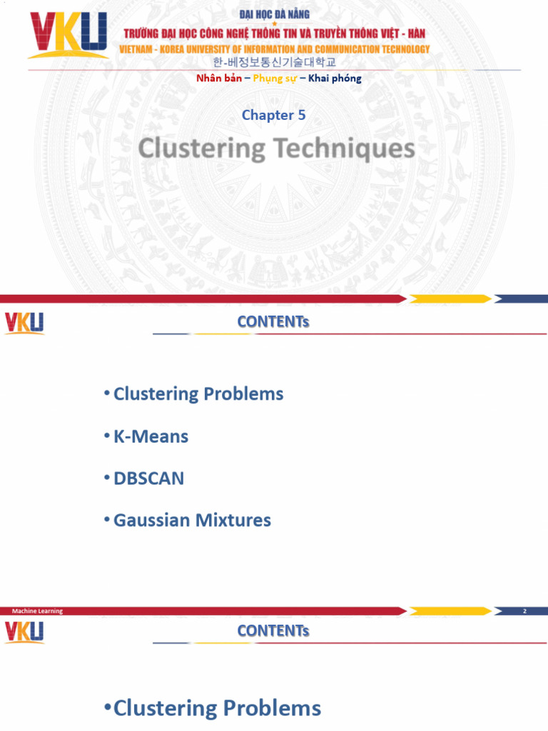 ML.5-Clustering Techniques (Week 9) | PDF | Cluster Analysis | Algorithms