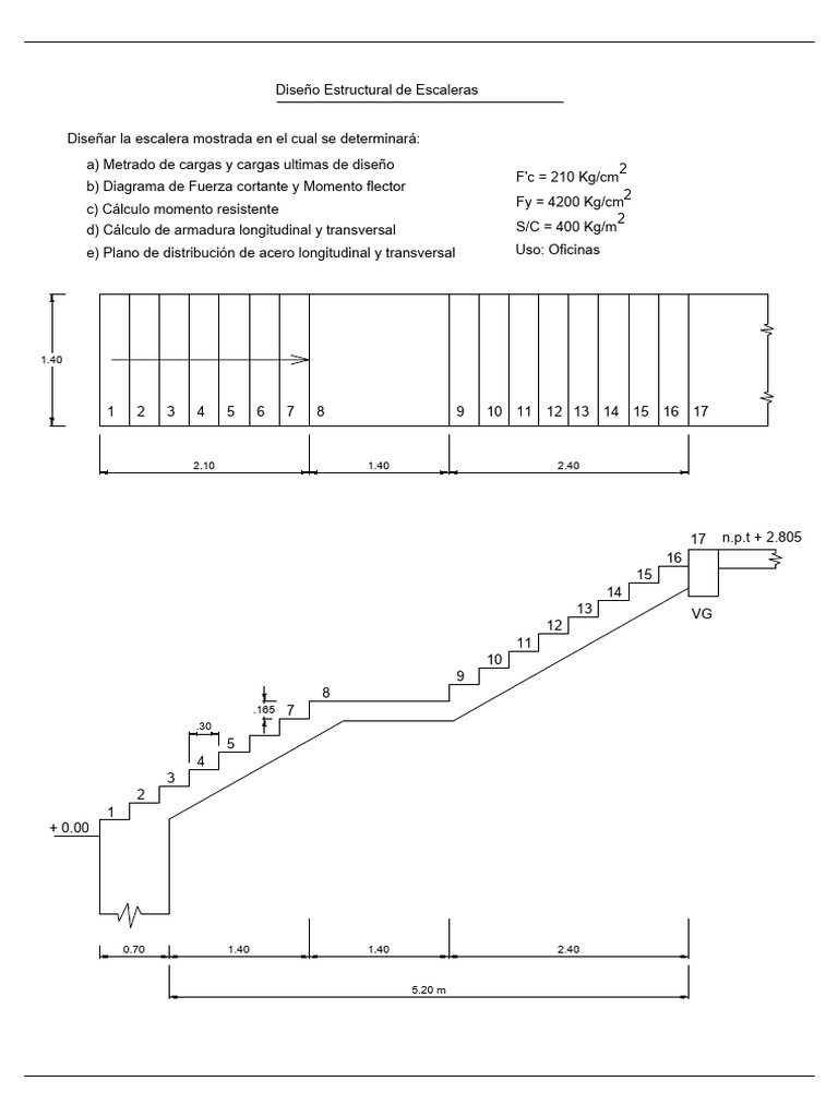 Problema Propuesto Escaleras | PDF | Ingeniería estructural | Ingeniería mecánica