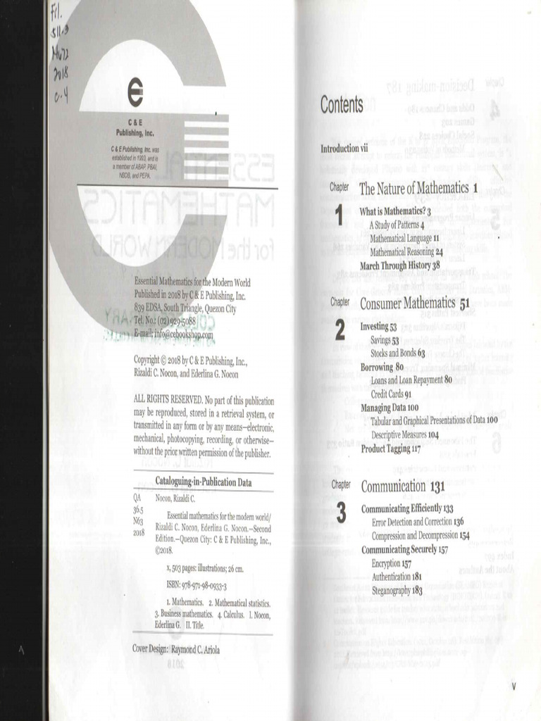 Mathematics For The Modern World TABLE of CONTENTS | PDF