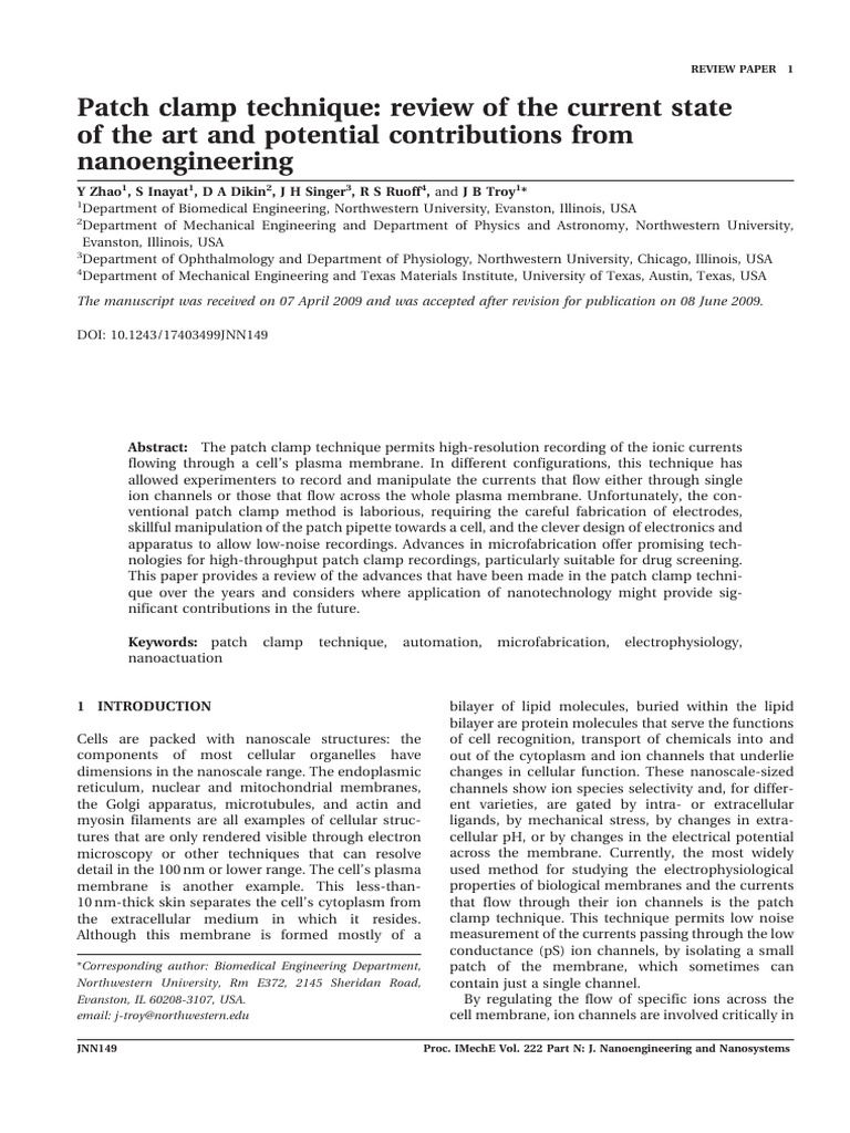 Patch Clamp Technique Review of The Current State of The Art and ...