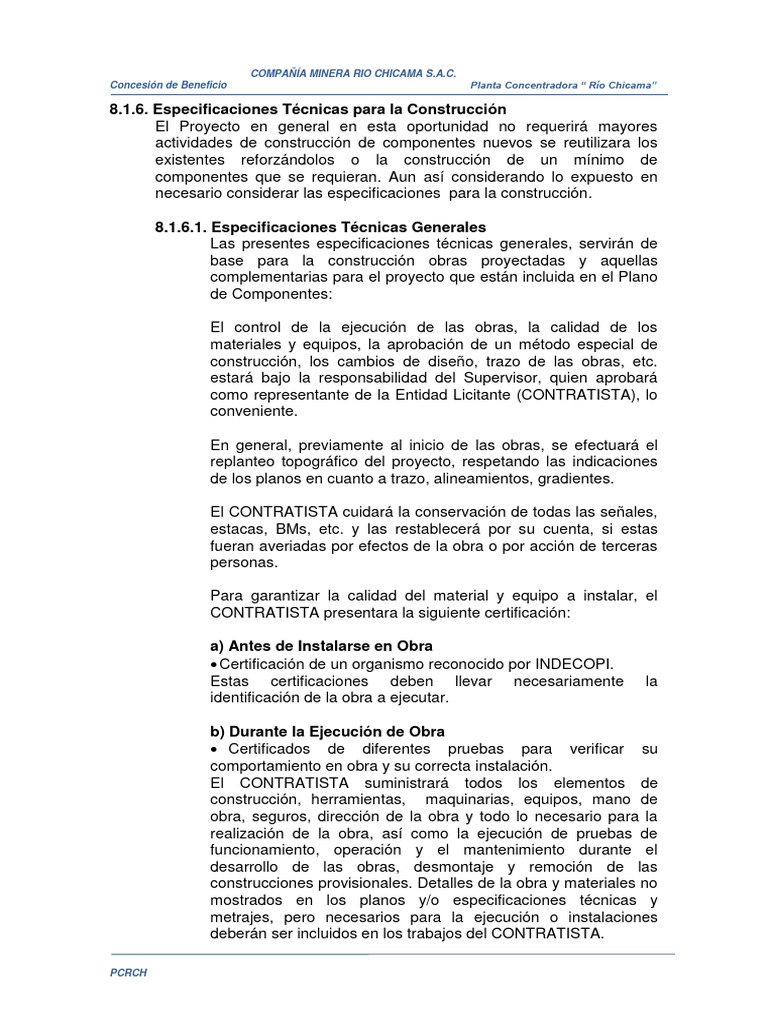 OBRAS CIVILES Especificaciones Tecnicas para La Construccion | PDF | Hormigón | Residuos