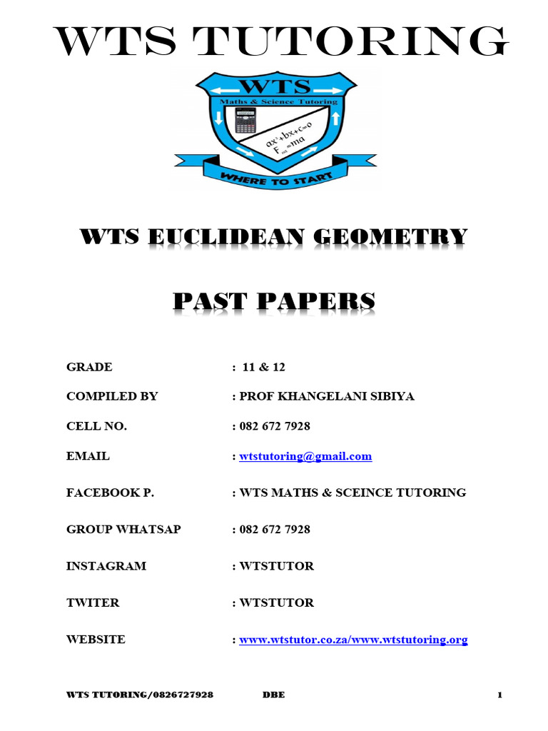 2022 Wts 12 Euclidean Geometry Questions Pdf Mathematics