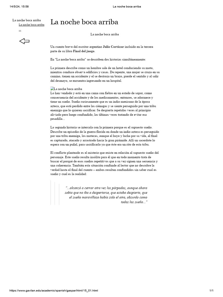 La Noche Boca Arriba | PDF