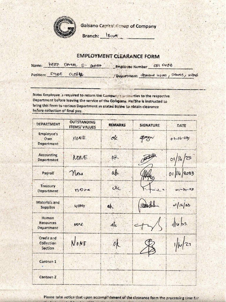 Work Clearance | PDF