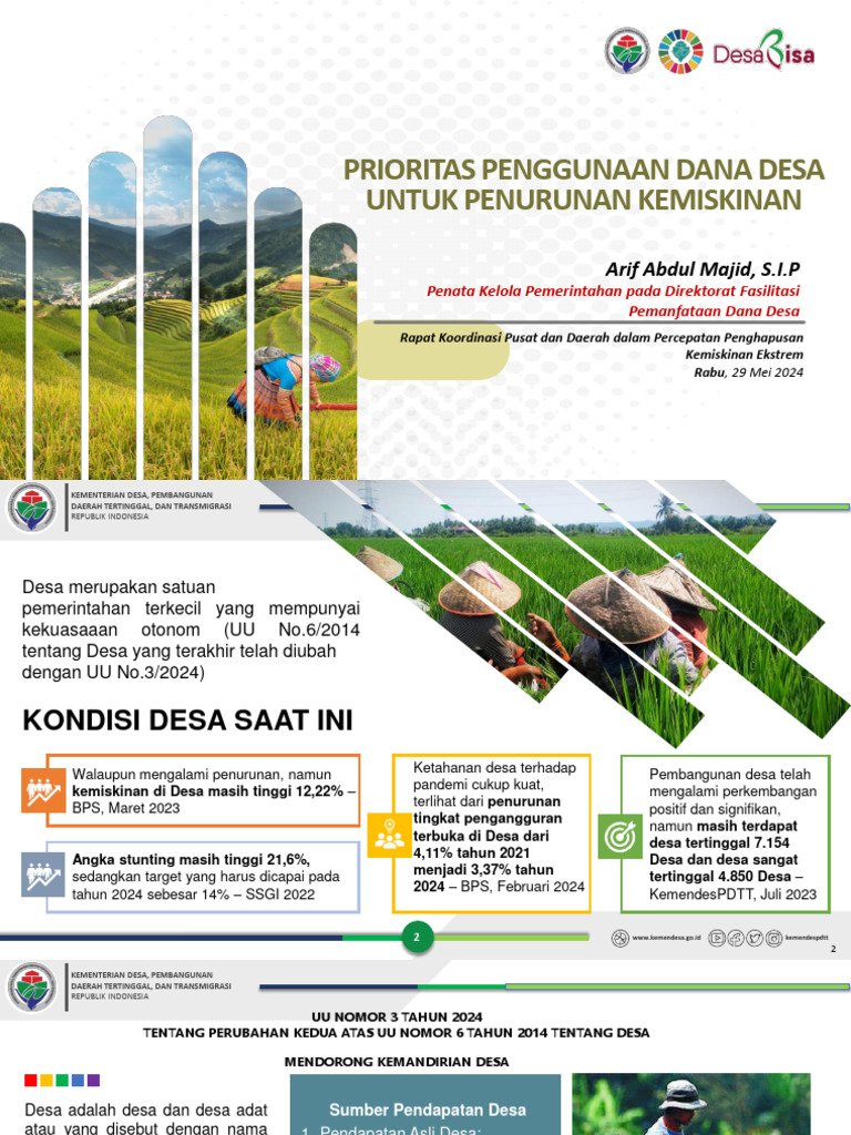 PPKE Melalui Optimalisasi Dana Desa Dan Pemerintah Desa-Kemendes PDTT | PDF