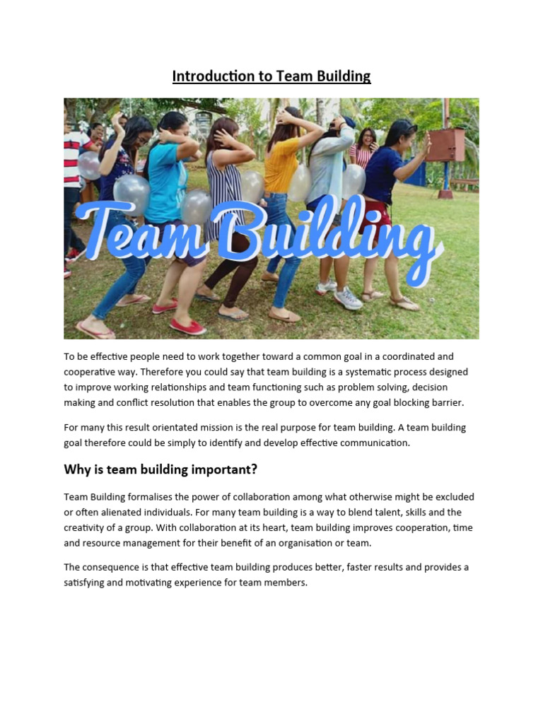 PE 4 FINALS MODULE Introduction To Team Building | PDF | Goal | Risk