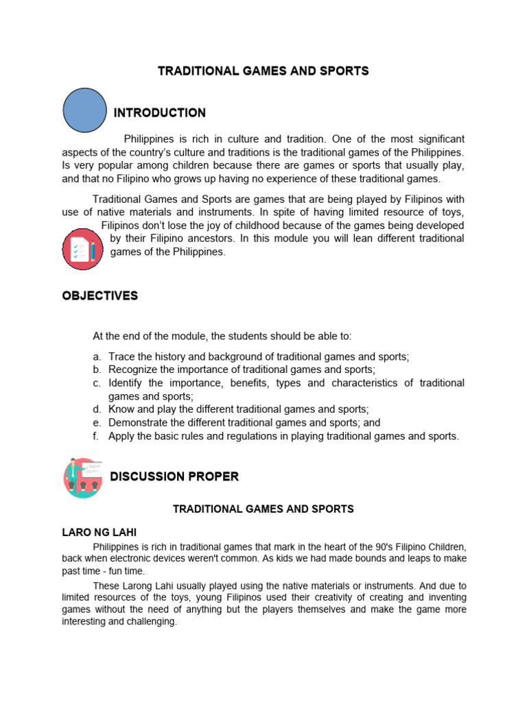 Pe 4 Midterm Module Traditional Games and Sports | PDF | Imitation | Gender