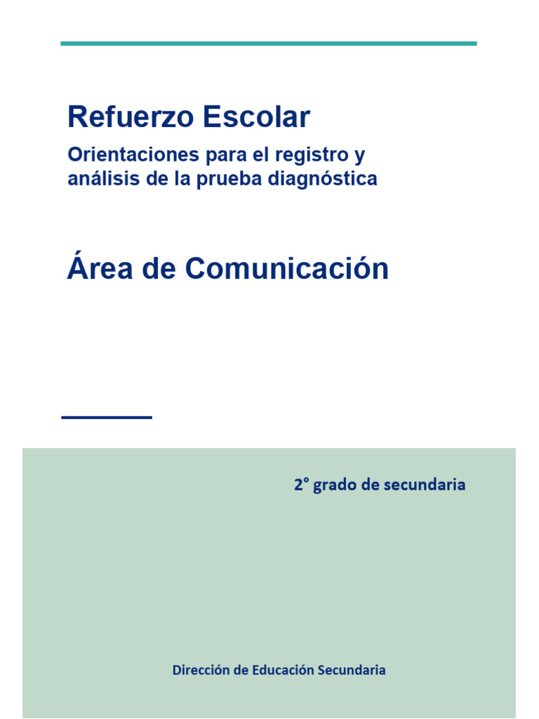 Refuerzo Escolar: Orientaciones para El Registro y Análisis de La Prueba Diagnóstica | PDF ...