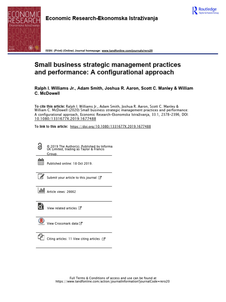 Small Business Strategic Management Practices and Performance A Configurational Approach | PDF ...