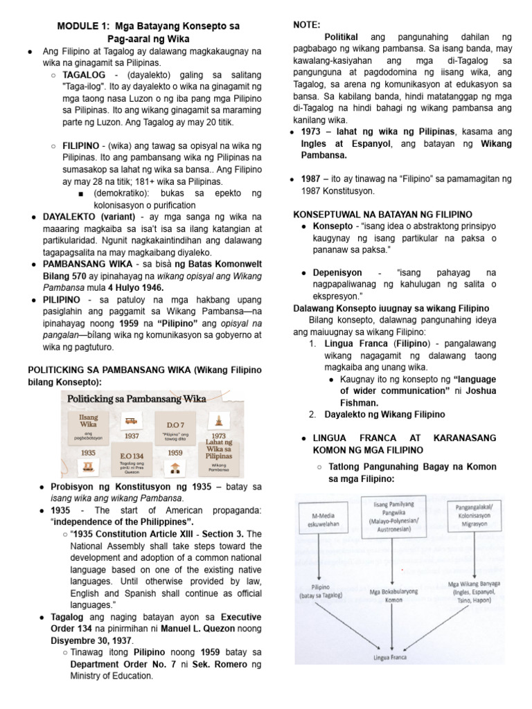 Wika 1 - Wika Laro Reviewer | PDF