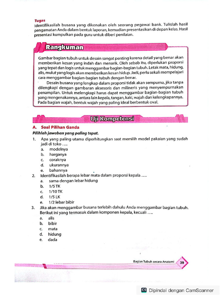 Soal TB Bab 2 (Bagian Tubuh Secara Anatomi) | PDF