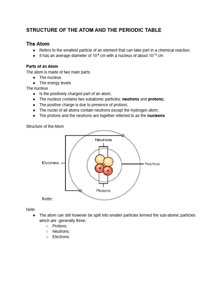 Structure of The Atom and The Periodic Table | PDF | Atomic Nucleus | Atoms
