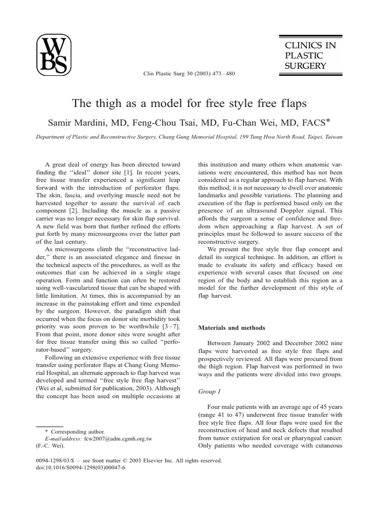 The Thigh As A Model For Free Style Free Flaps | PDF | Human Anatomy ...