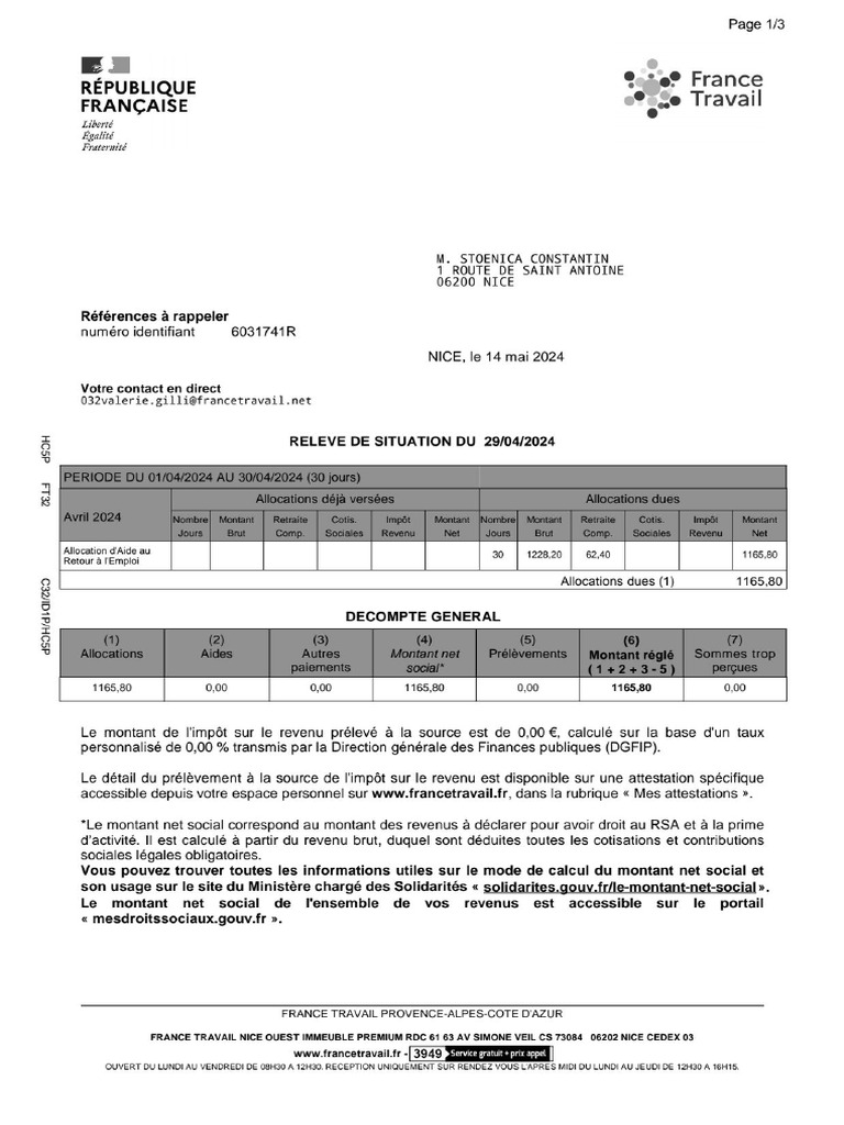 Releve de Situation 20240515 | PDF