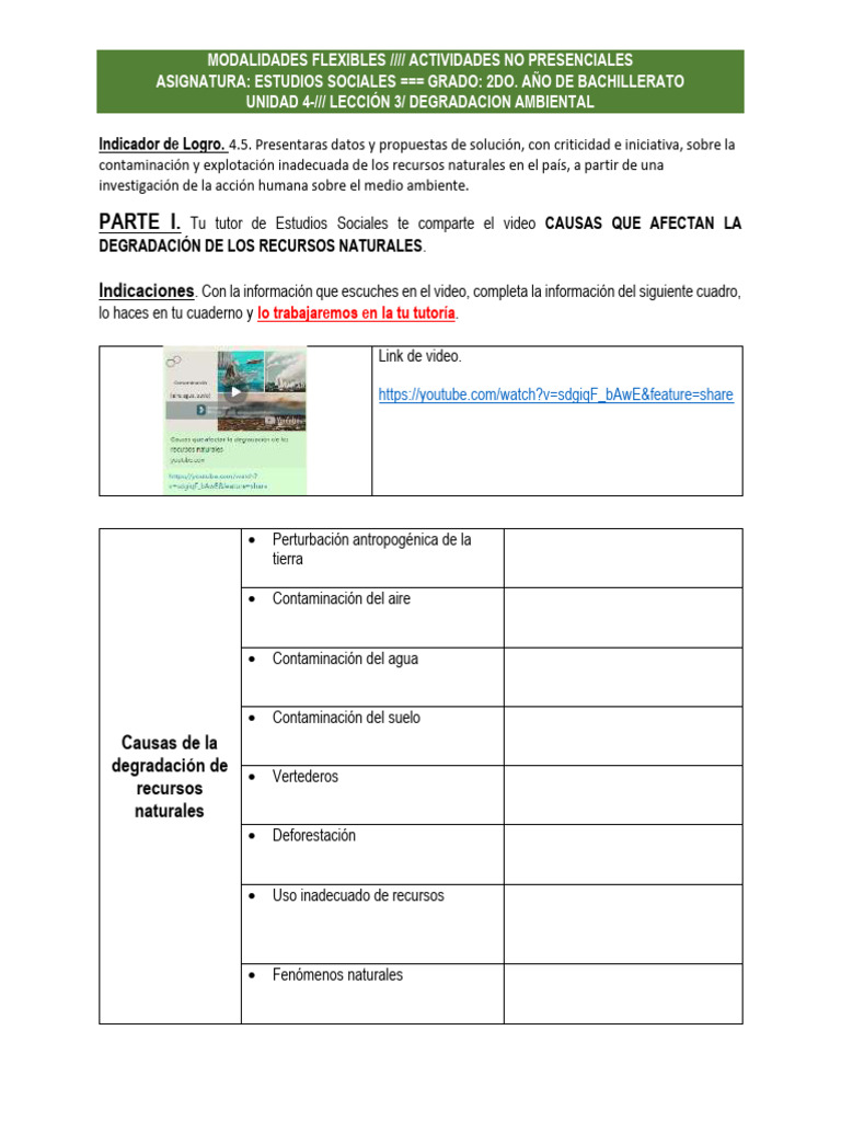 03-GUIA LECCION 3 - MODULO 4 - 2do Año | PDF | Entorno natural | Contaminación