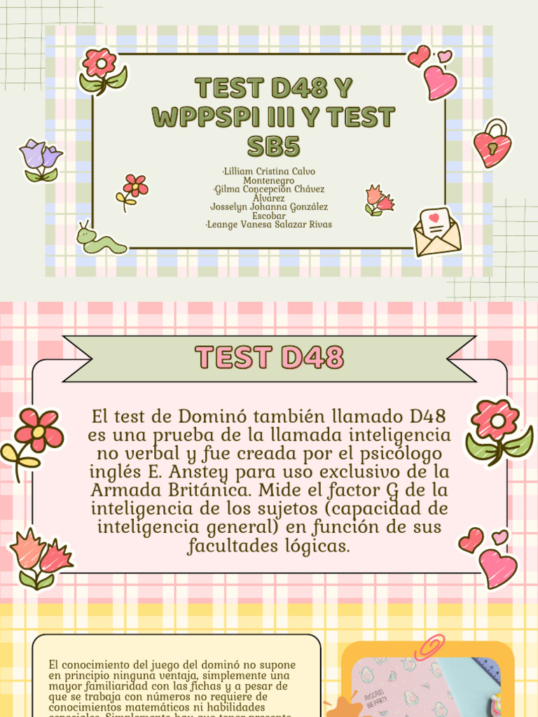 Tests de Inteligencia: D48, WPPSI-III y Bender | PDF | Cociente de ...
