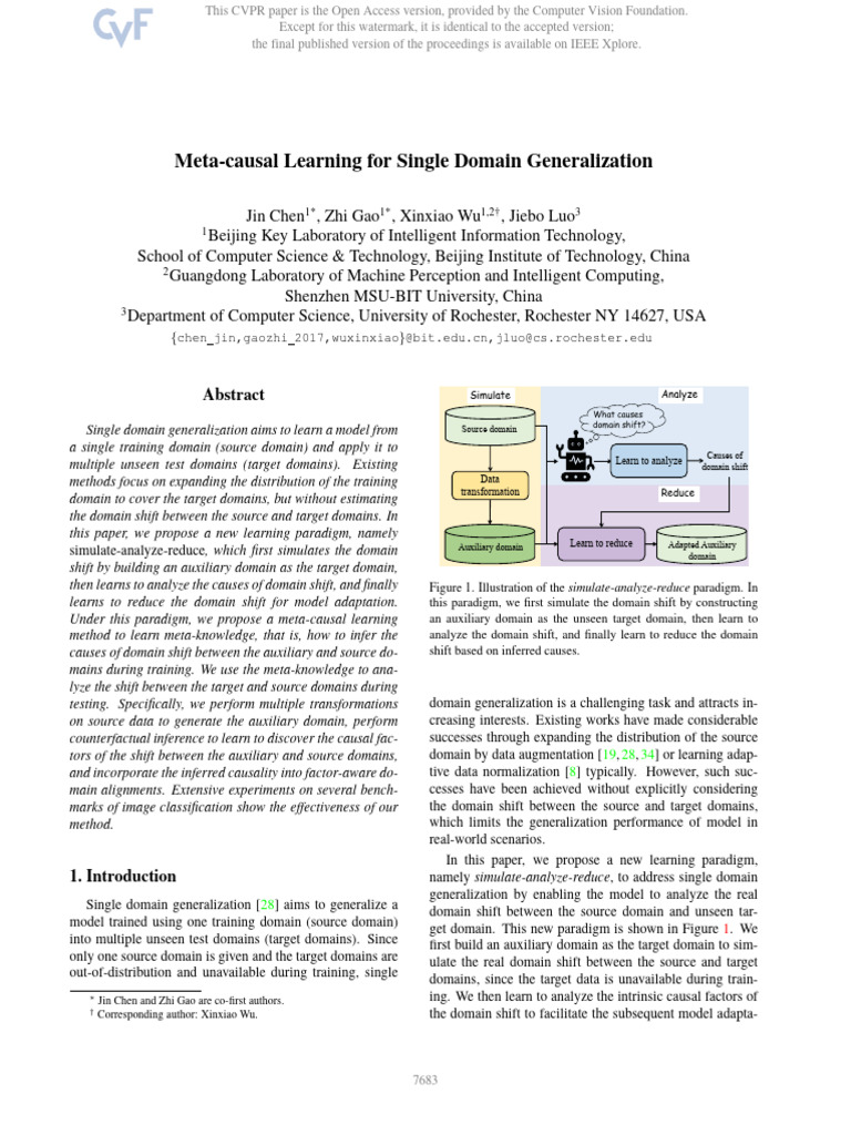 Chen 等 2023 Meta Causal Learning For Single Domain Generalization