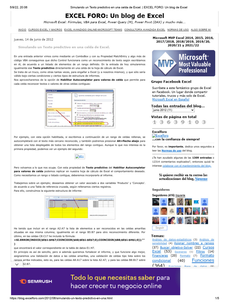 Simulando Un Texto Predictivo en Una Celda de Excel. - EXCEL FORO - Un ...