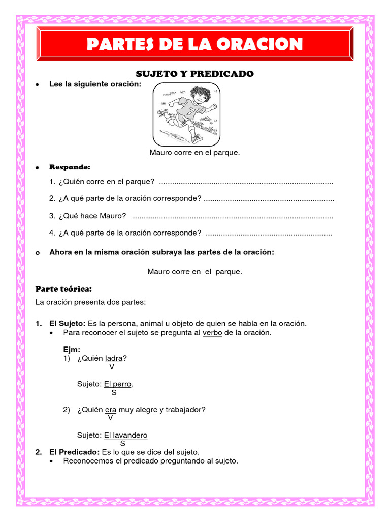 Partes de La Oracion: Sujeto Y Predicado | PDF | Asunto (gramática ...