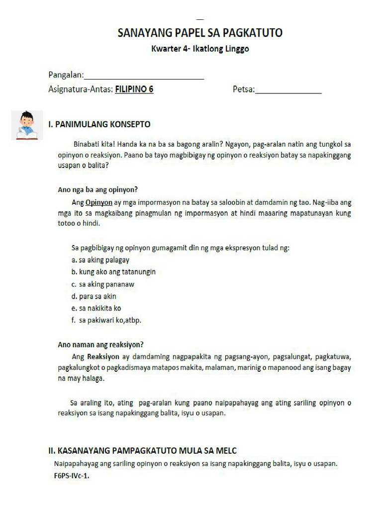 Q4 LAS Filipino 6 Week 3 | PDF