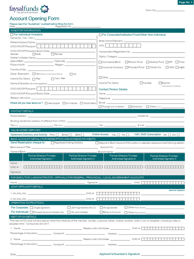 Account Opening Form Instructions | PDF | Islamic Banking And Finance ...