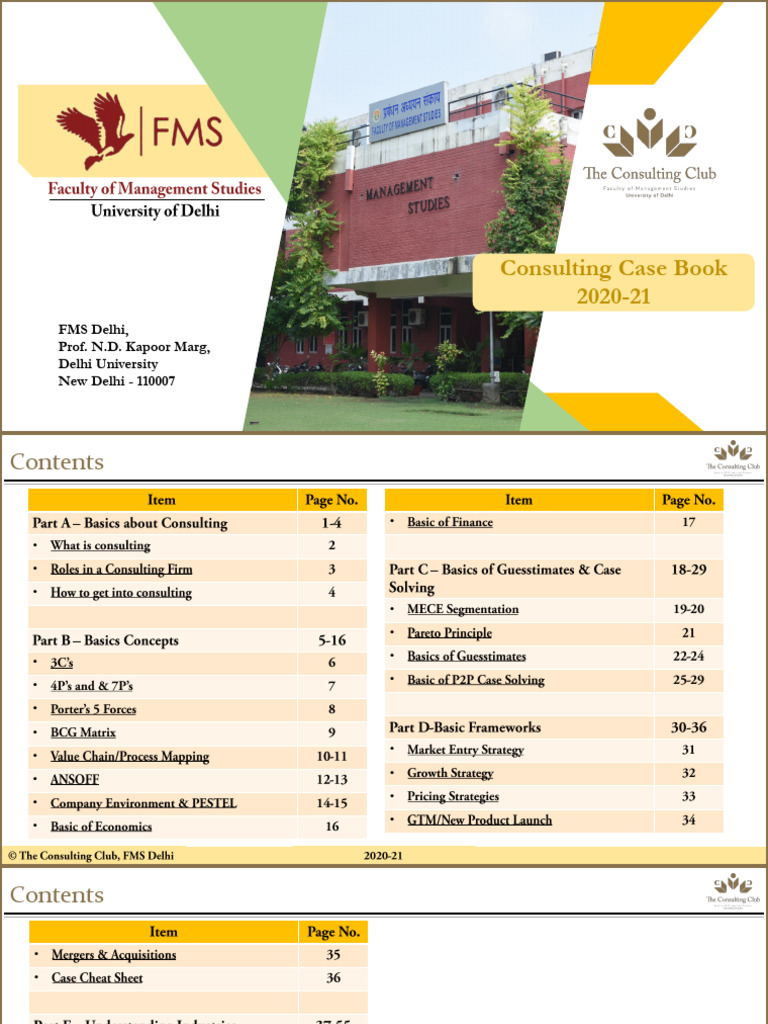 FMS Delhi Consulting Case Book 2020-21 | PDF | Pricing | Profit (Economics)