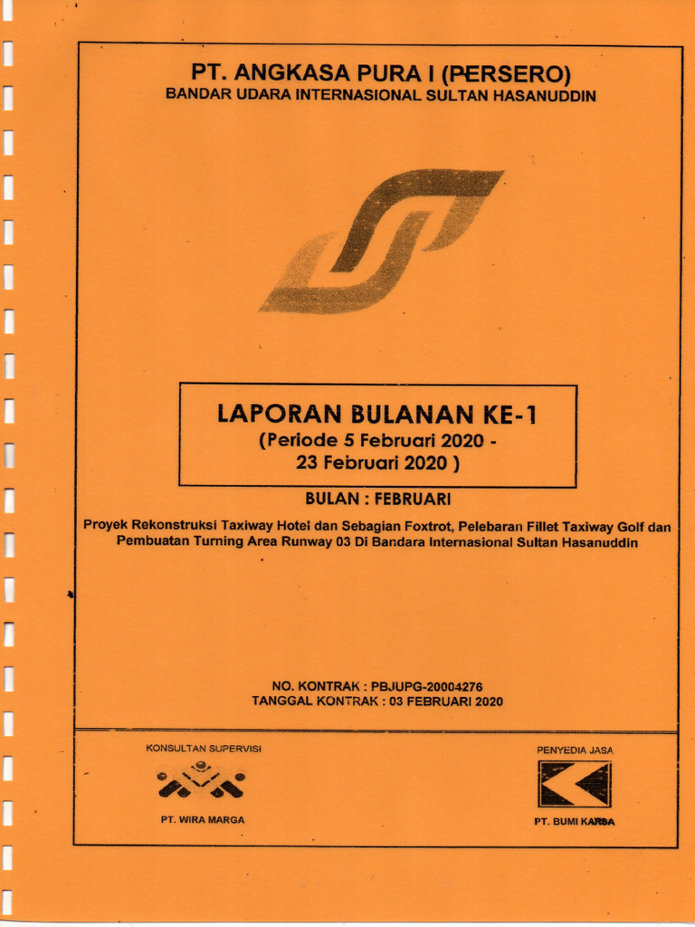 Laporan Bulanan Pekerjaan Pengecoran Apron Bandara | PDF
