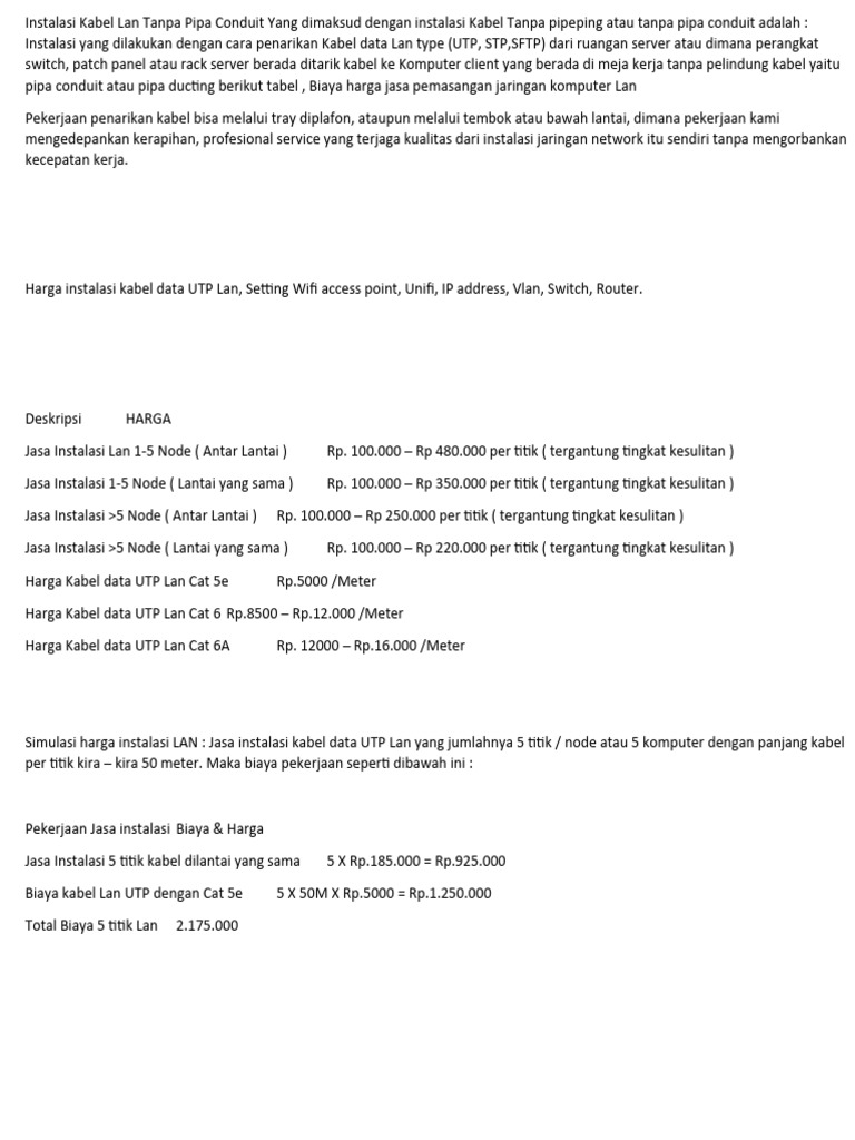 Instalasi Kabel Lan Tanpa Pipa Conduit Yang Dimaksud Dengan Instalasi ...