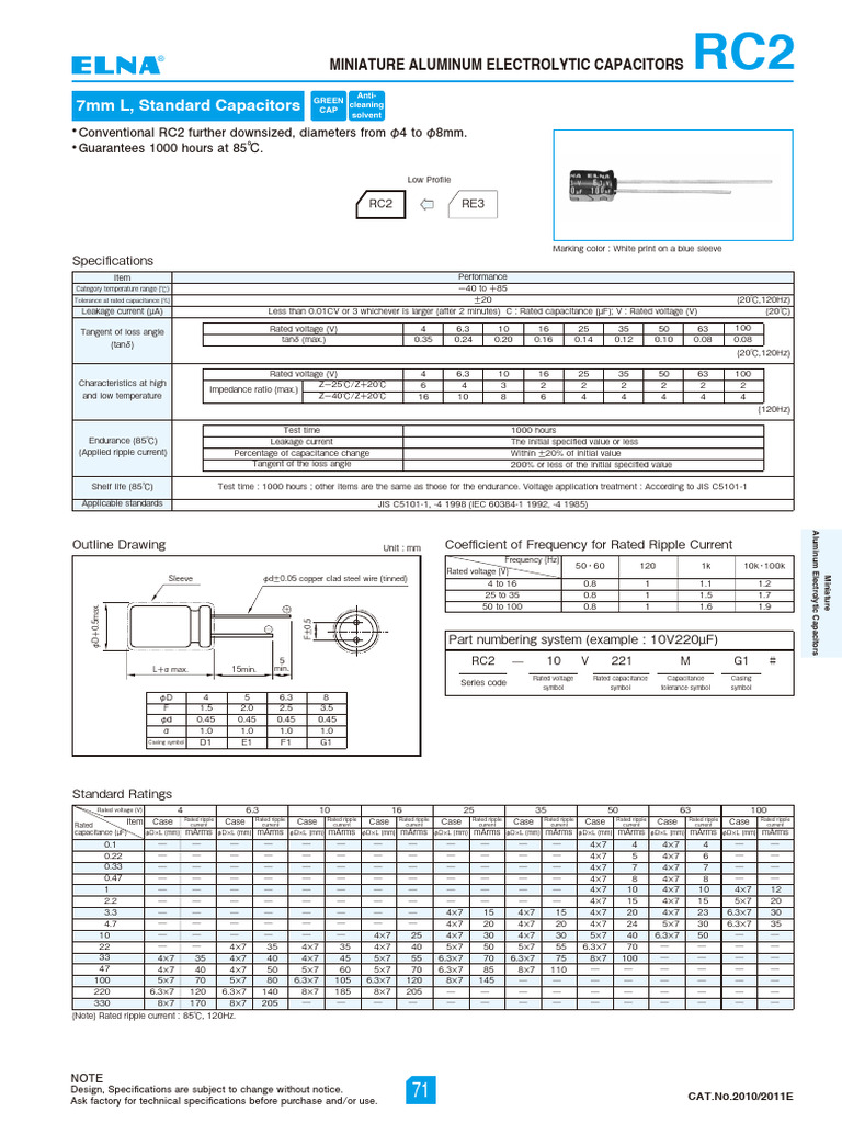 Elna [radial thru-hole] RC2 Series | PDF | Capacitor | Electrical Engineering