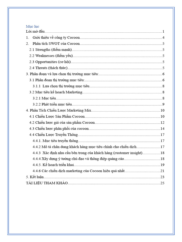Nhóm S kế hoạch MKT 4Ps của Cocoon Việt Nam | PDF