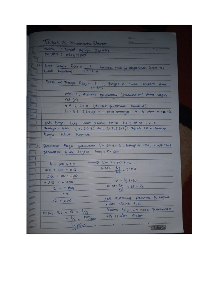 Tugas 3 Matematika Ekonomi-Faisal Aditya Saputra | PDF