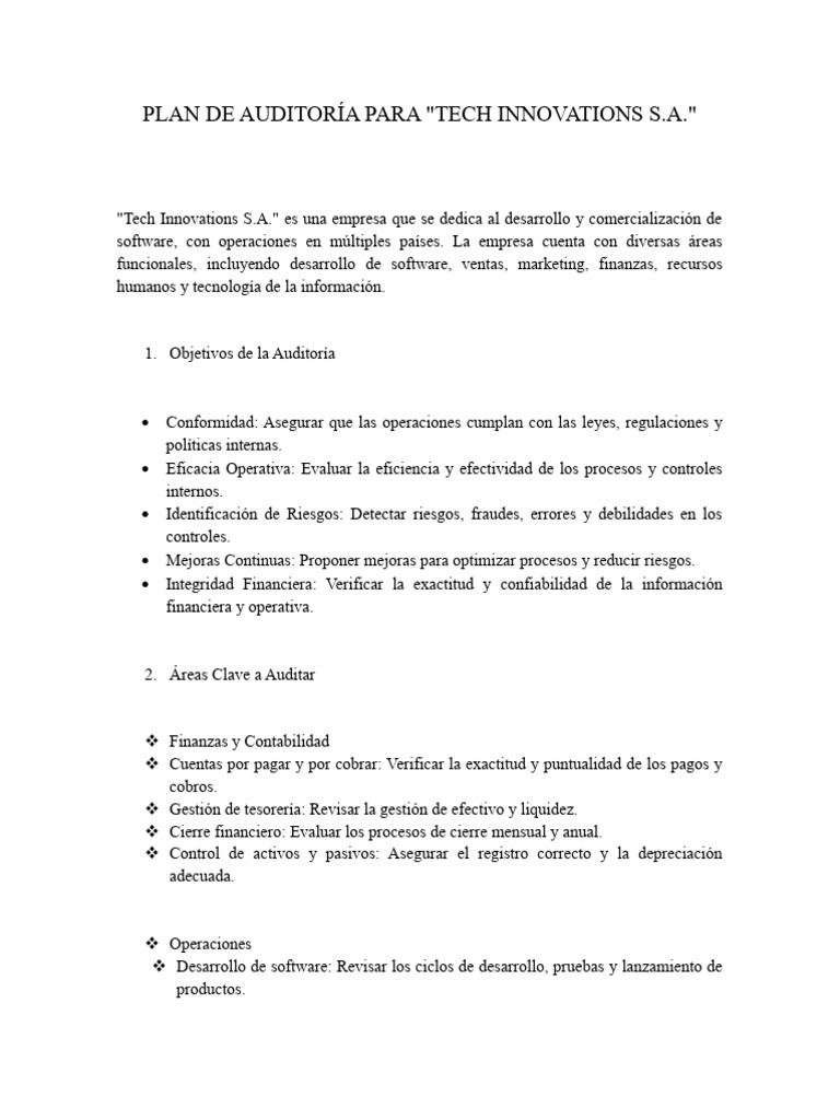 Auditoría Integral en Tech Innovations | PDF | Auditoría | Economias