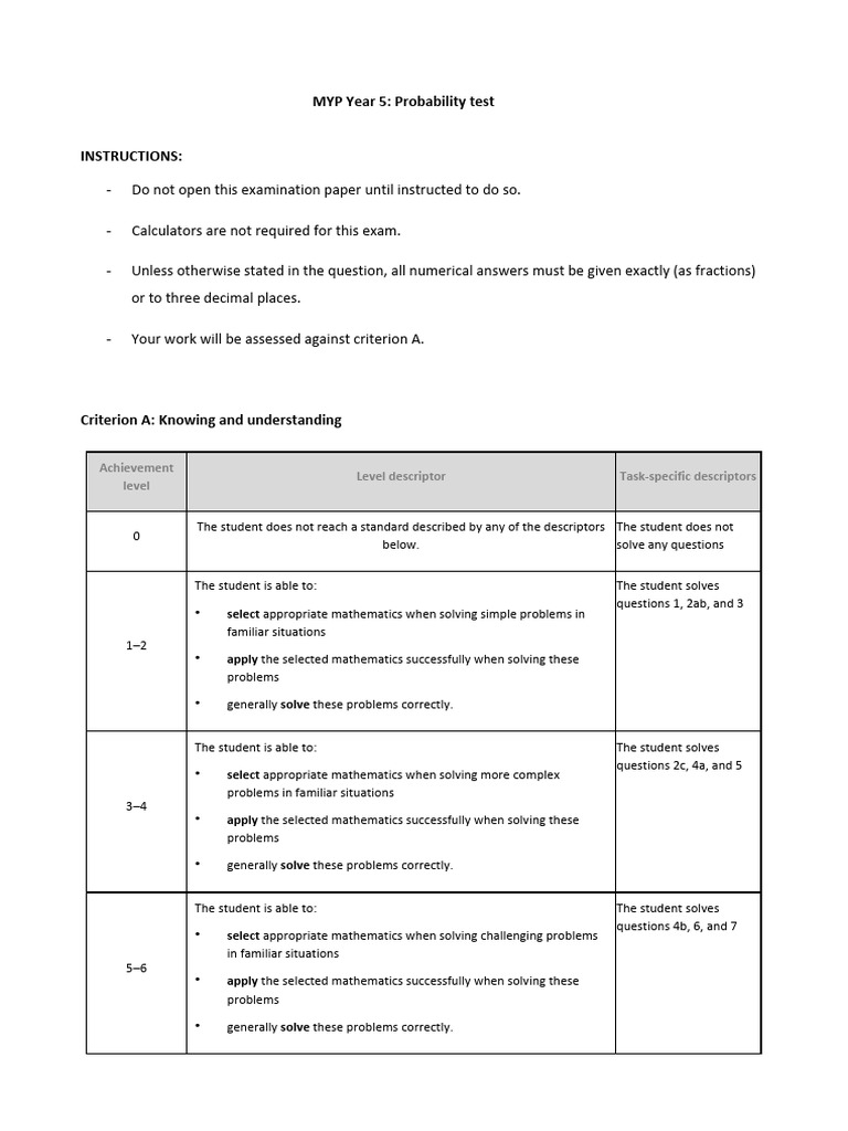 Math - Test - Criterion A | PDF | Mathematics | Applied Mathematics