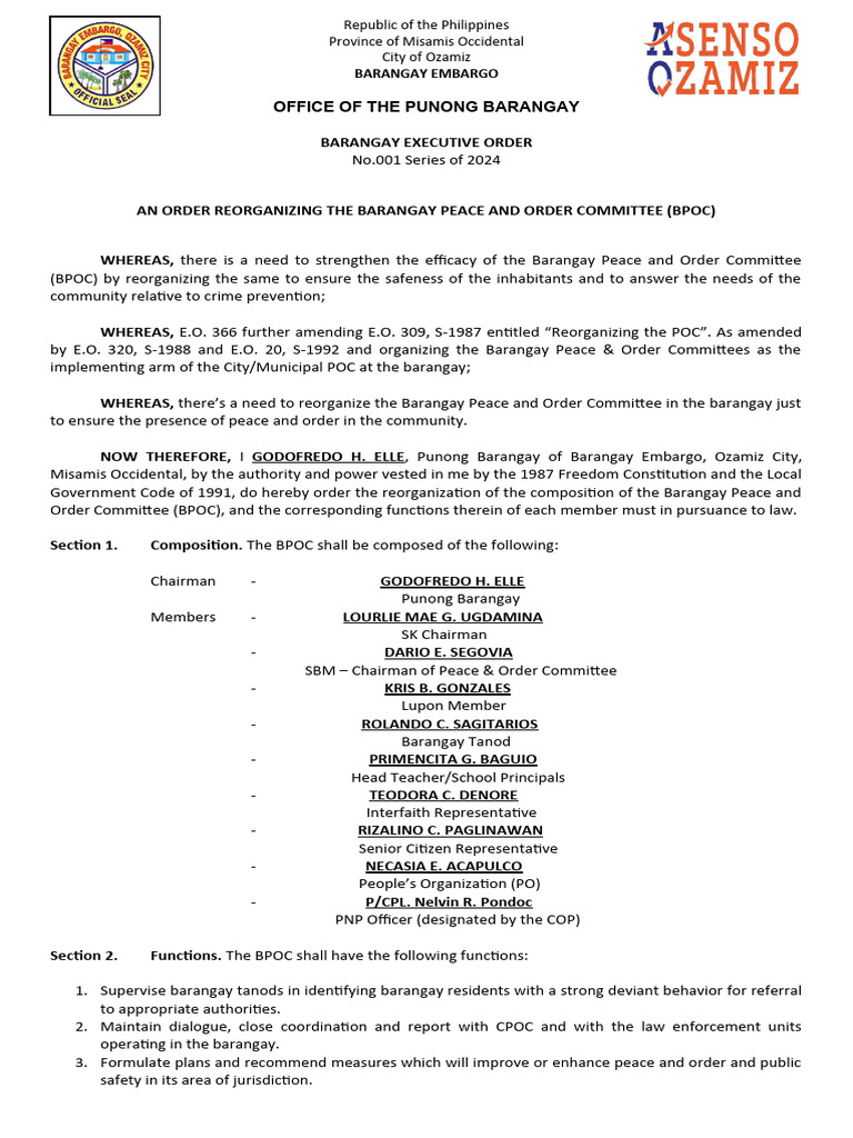 Reorganizing Barangay Peace Committee | PDF | Legal Documents | Justice