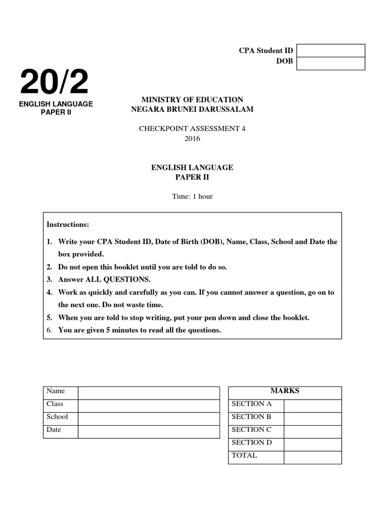 Y6 CPA4 English Paper 2 - 2016 | PDF | Jackie Robinson